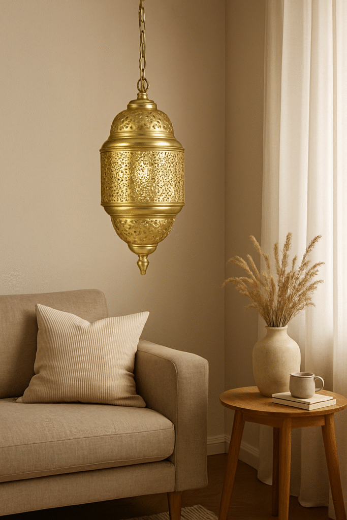 BENE Arris Pendant Lamp MS 20 cm, (Golden, Pack of 1 Pc) - Bene India